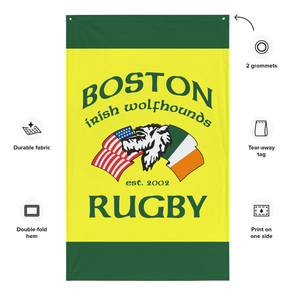 Boston Irish Wolfhounds YRFC Wall Flag - Rugby Imports